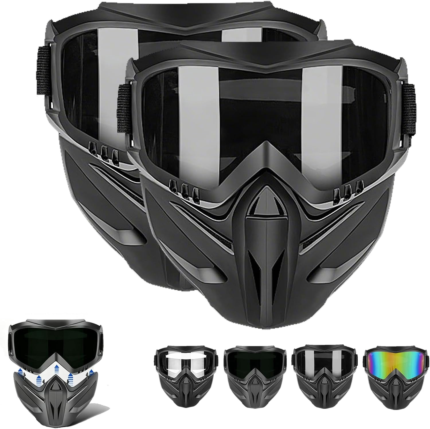 Detachable Full Face Protective Goggle Mask, Anti-Fog Breathable ...