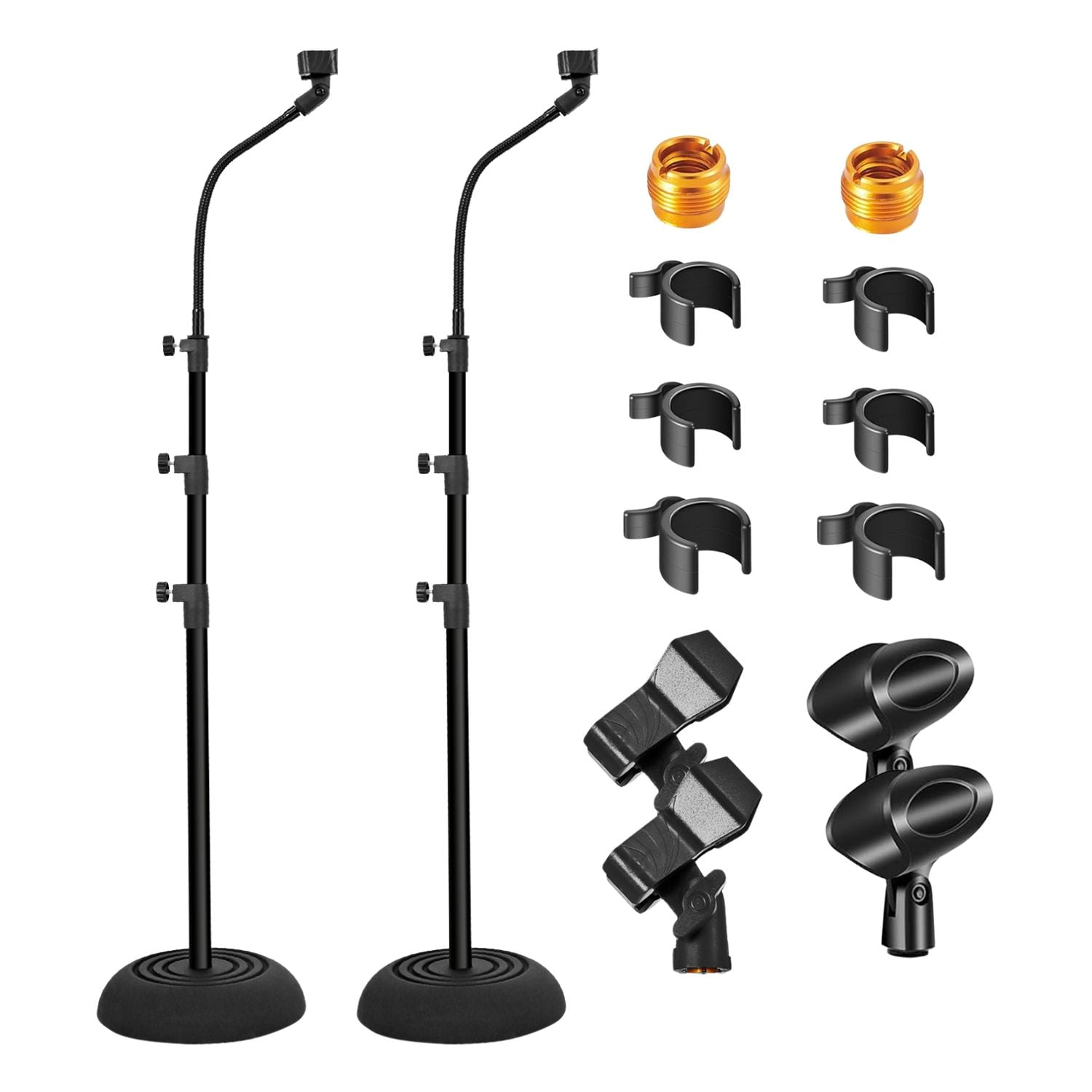 Detachable Gooseneck Mic Stand 2-Pack w/Angle-Clips & Cable Organizers ...