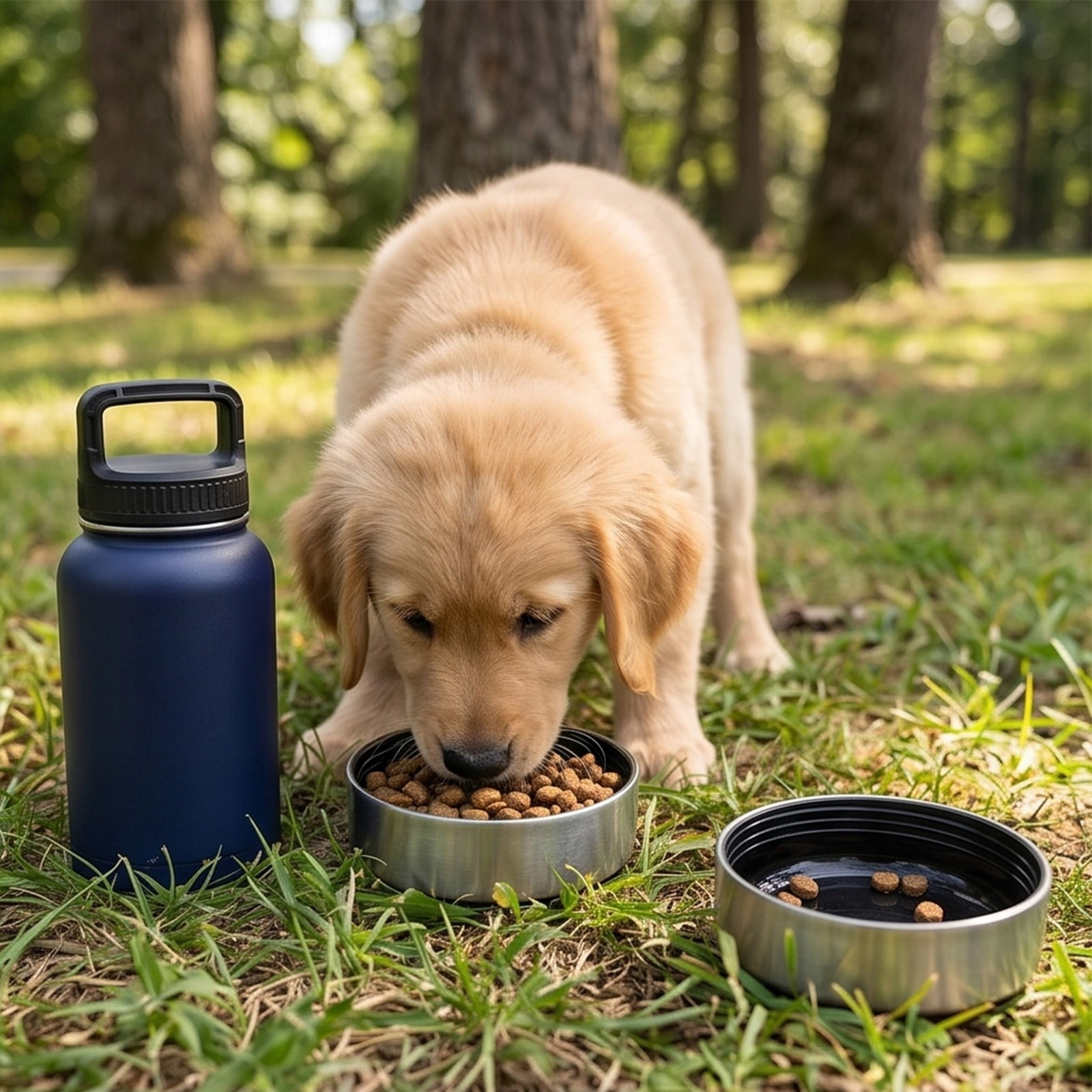 Detachable Insulated Stainless Steel Pet Water Bottle, dual feeding ...