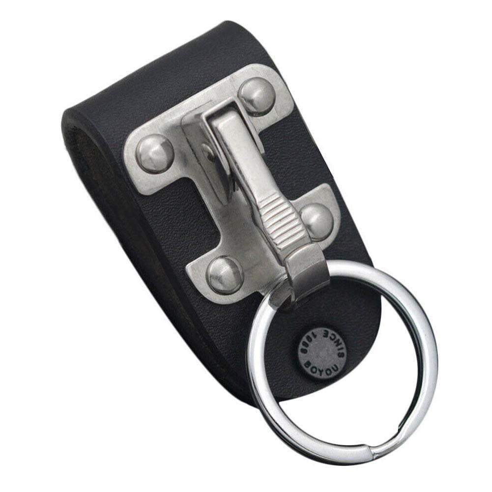 Detachable Key Chain Men Black PU Leather Stainless Steel Keyring For ...