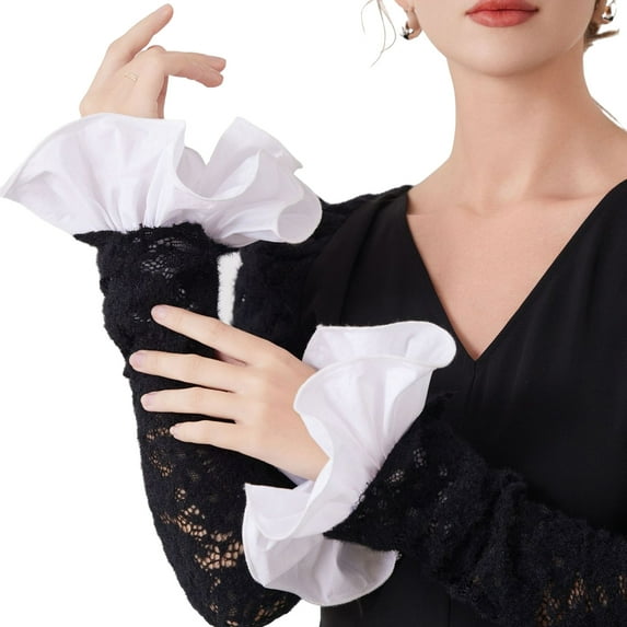 Detachable Lace Collar with Elastic Arm Sleeves Set, Breathable Office ...
