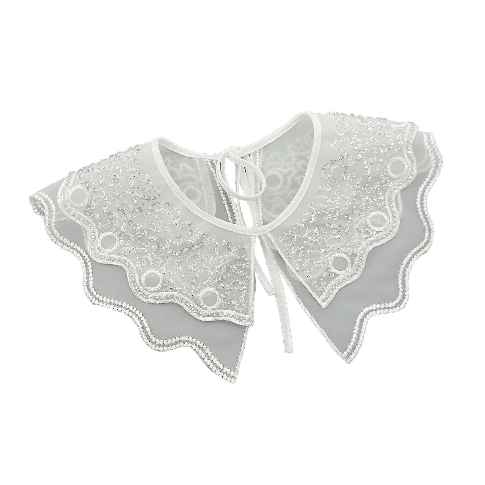 Detachable Lace Dickey Collar Shirt Double-Layer Mesh Scallop Edge Cape ...