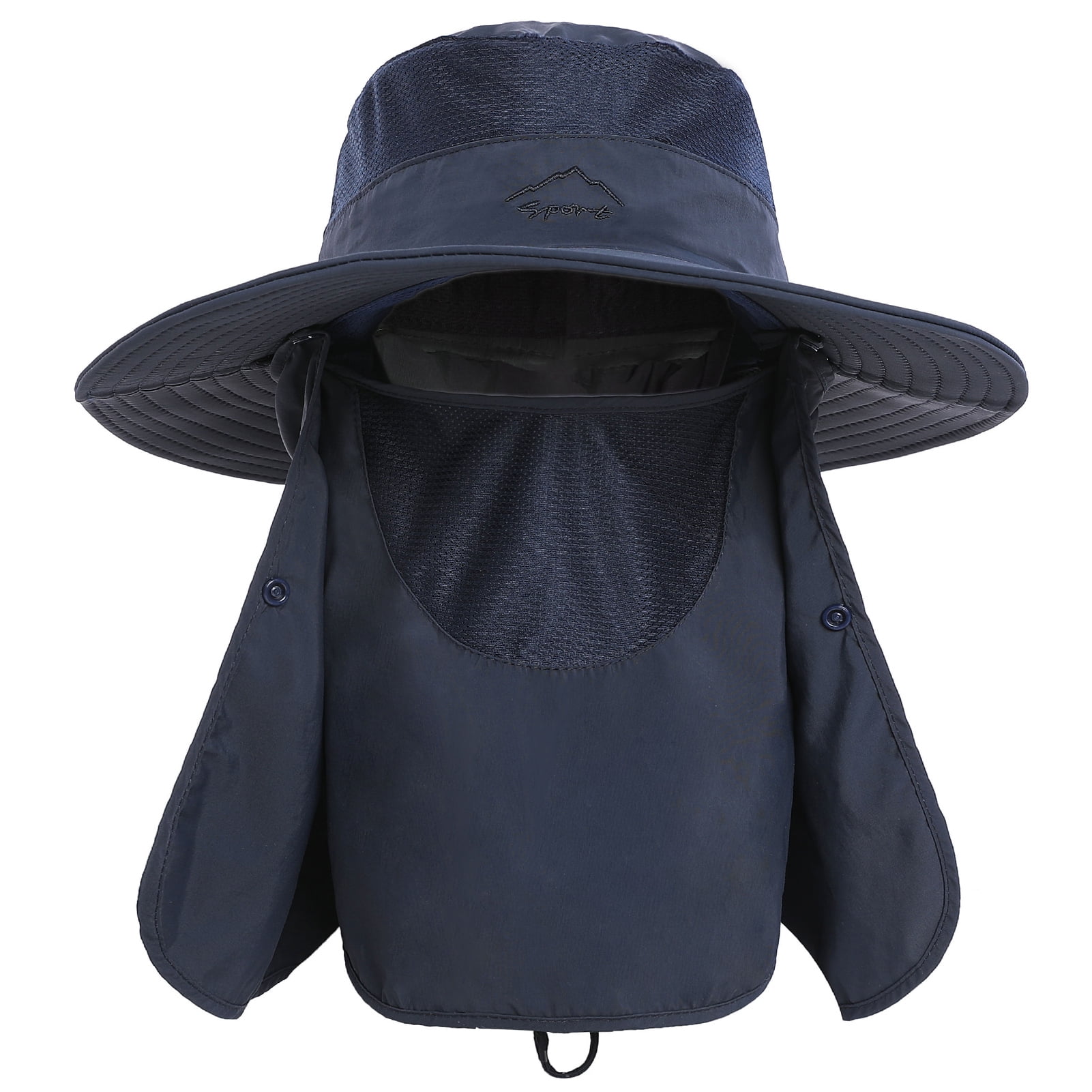 Detachable Neck Flap and Face Cover Sun Hat - Wide Brim Fishing Cap for ...