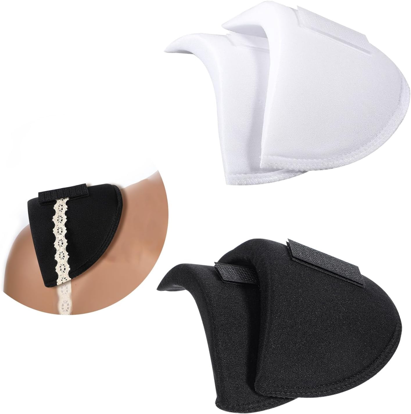 Detachable No-Sew Foam Shoulder Pads 2-Pairs (Black & White), Anti-Slip ...