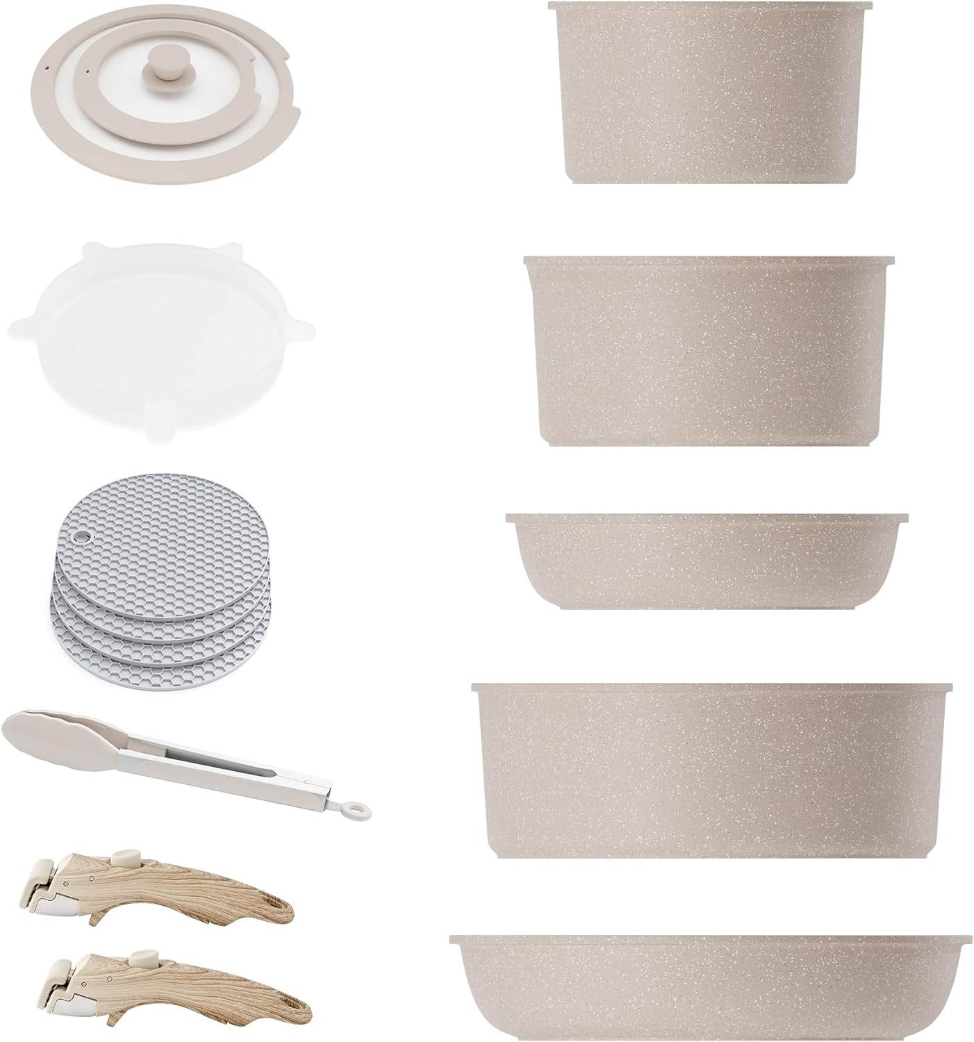 Detachable Nonstick Cookware Set - Stackable Induction Pots and Pans ...