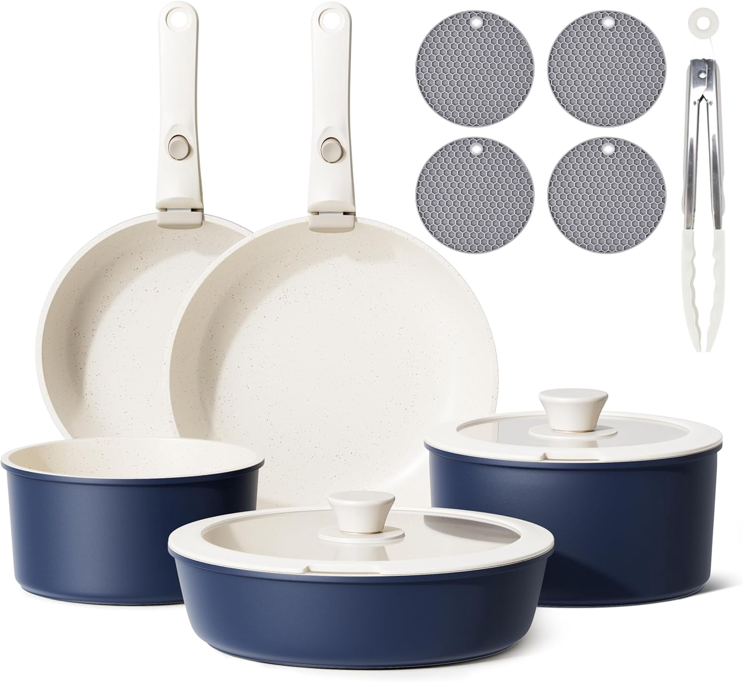 Detachable Nonstick Cookware Set - Stackable Induction Pots and Pans ...
