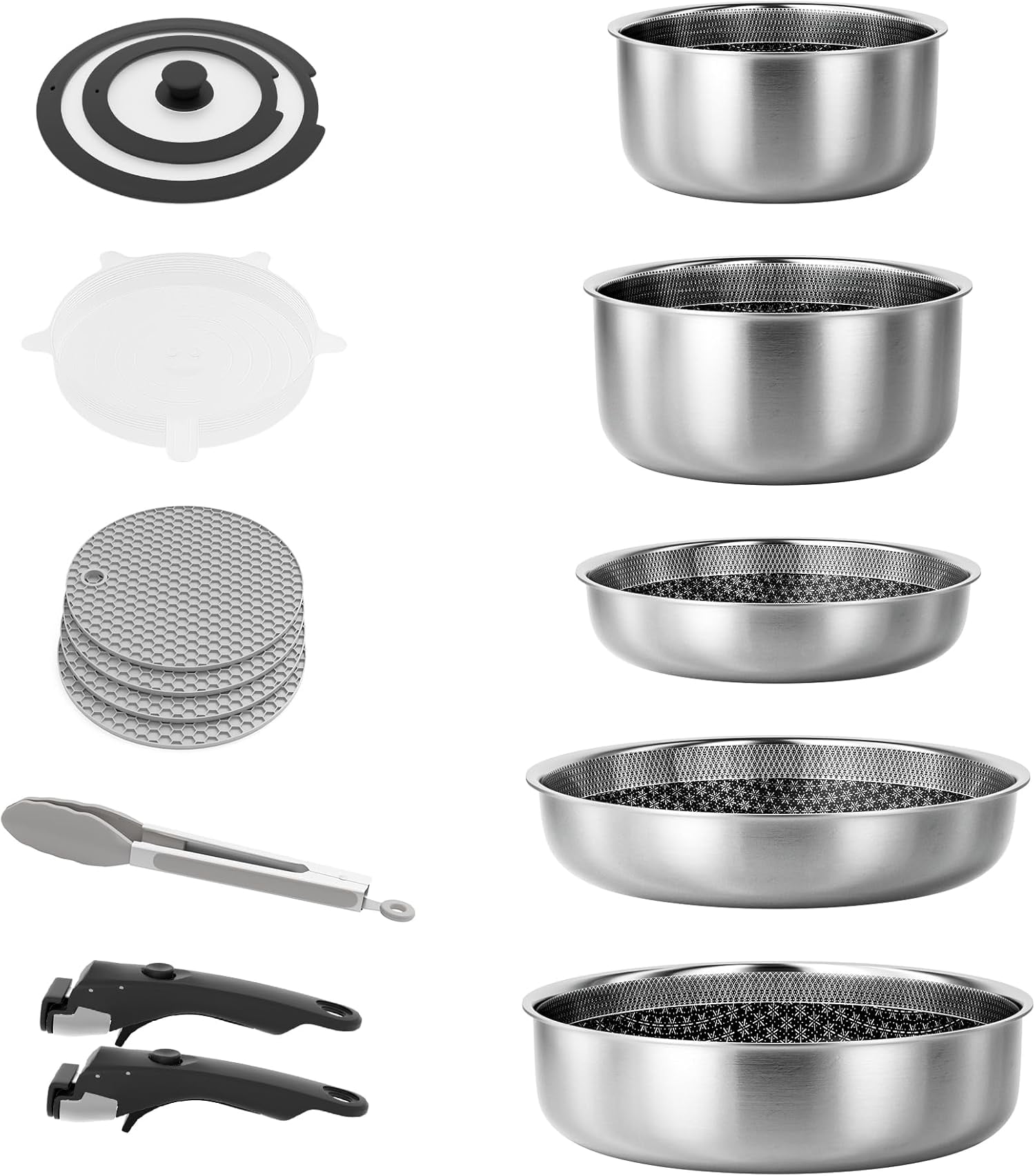 Detachable Nonstick Cookware Set - Stackable Induction Pots and Pans ...