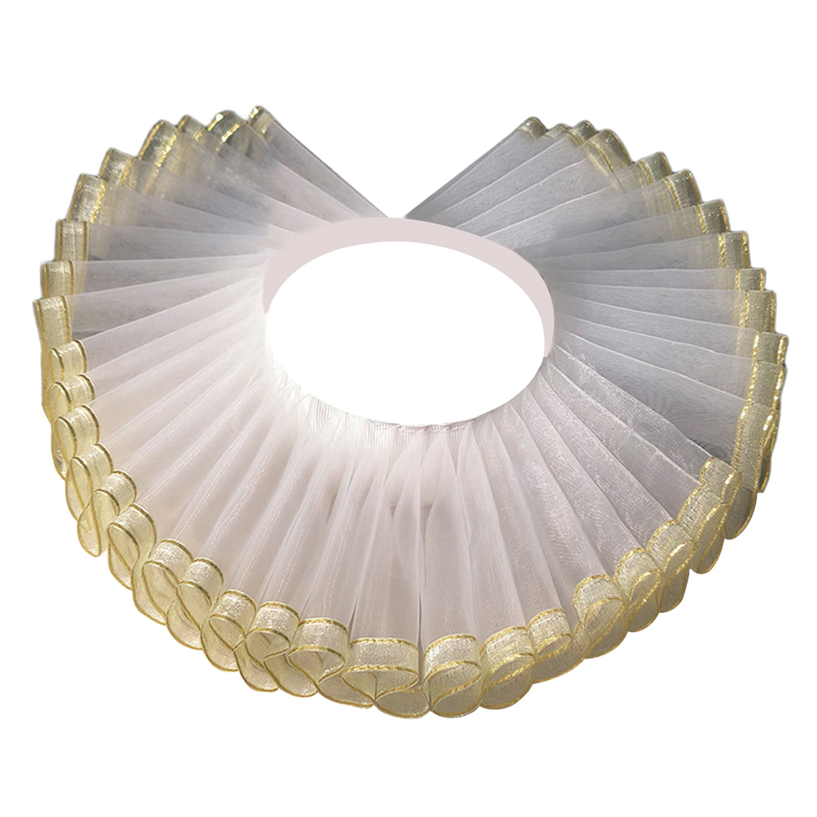 Detachable Renaissances Neck Ruff with Golden Trim Ruffled False Collar ...