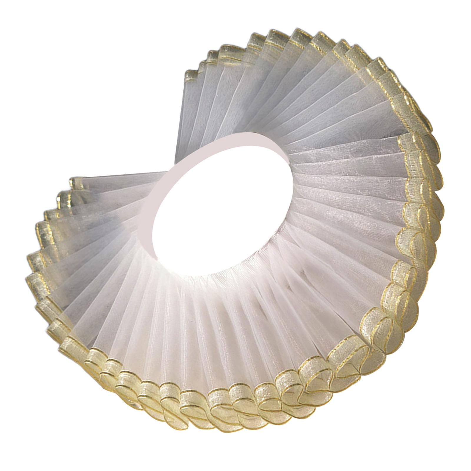 Detachable Renaissances Neck Ruff with Golden Trim Ruffled False Collar ...