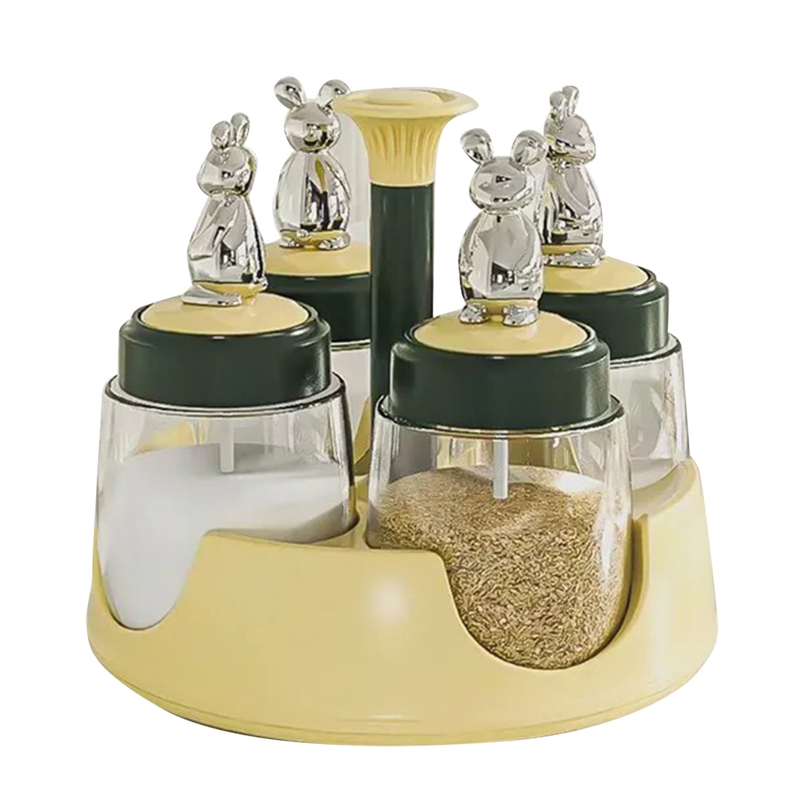 Detachable Revolving Salt Shaker with Lid and long spoon, Glass ...
