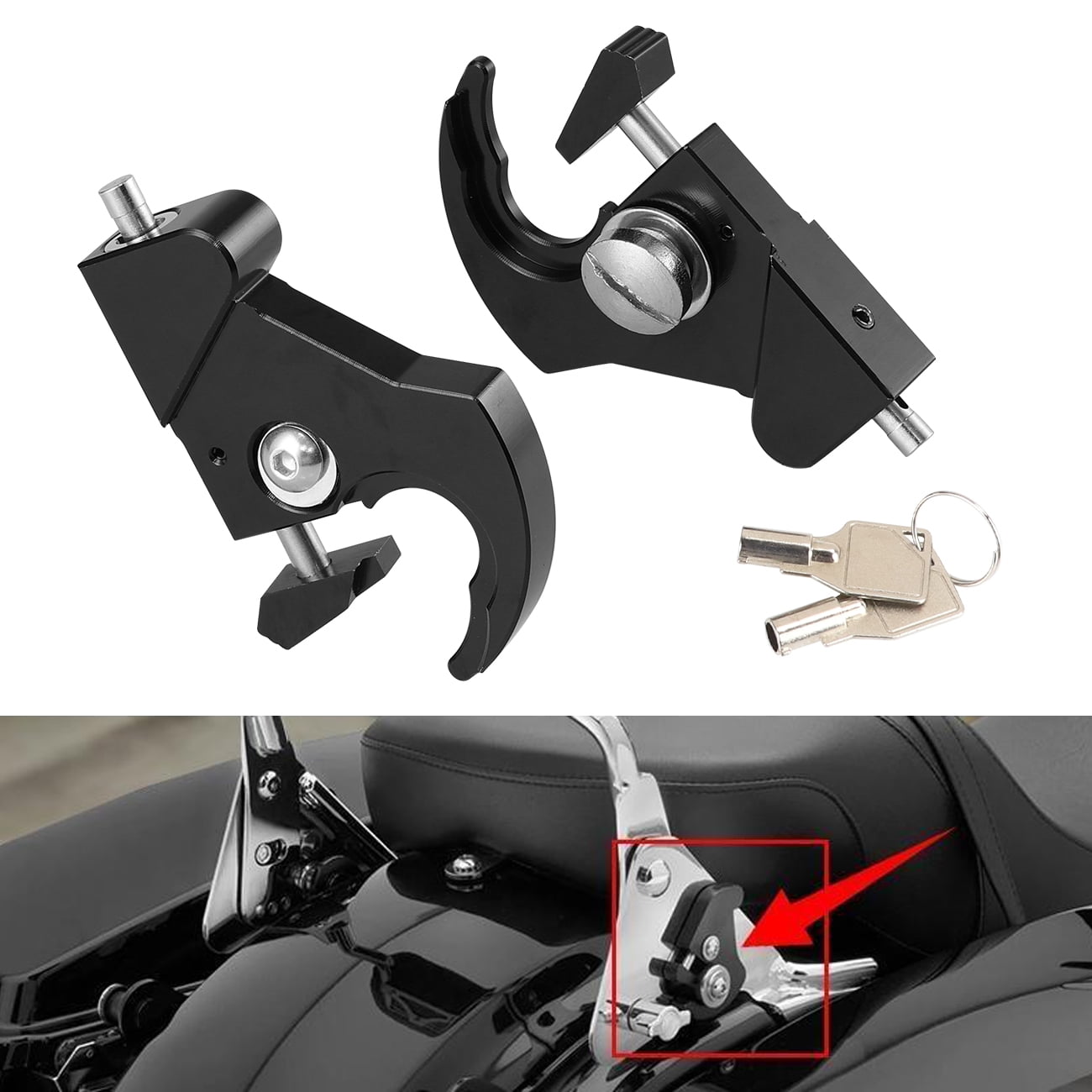 Detachable Rotary Mounting Sissy Bar Luggage Rack Latch Clips Kit ...