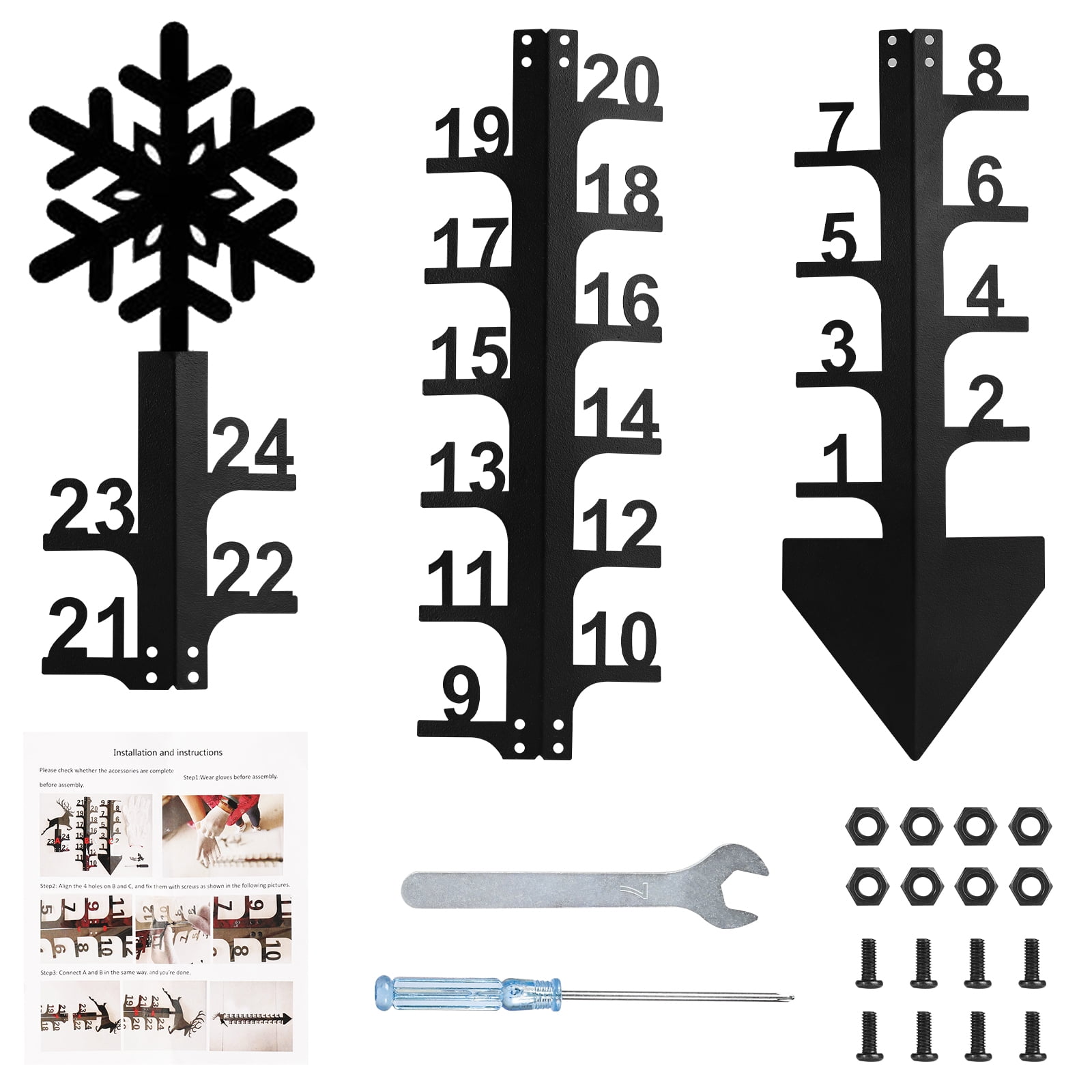 Detachable Snow Gauge, Metal Snow Measuring Stick Handmade Snowflake ...