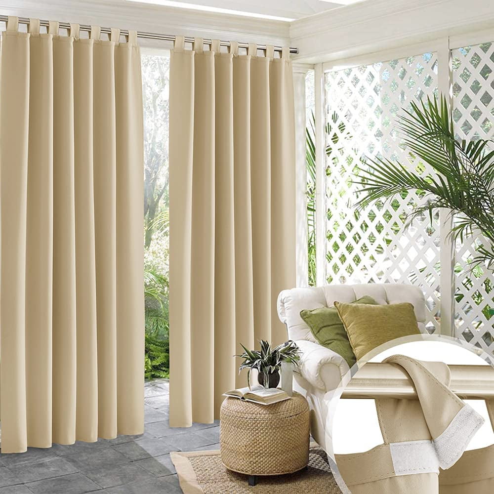 Detachable Top Outdoor Curtains 2 Panels, Waterproof Blackout Privacy ...
