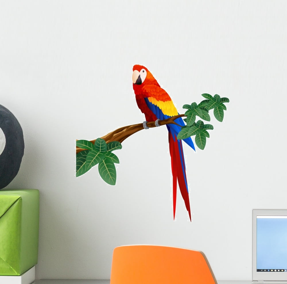 Detaied Macaw Bird Illustration Wall Decal by Wallmonkeys Peel and ...