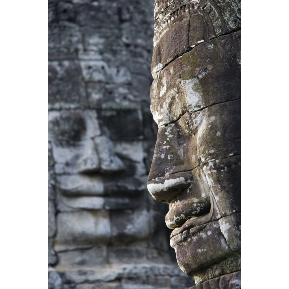 Detail Of Some Of The 216 Giant Faces Of Avalokiteshvara. Poster Print ...