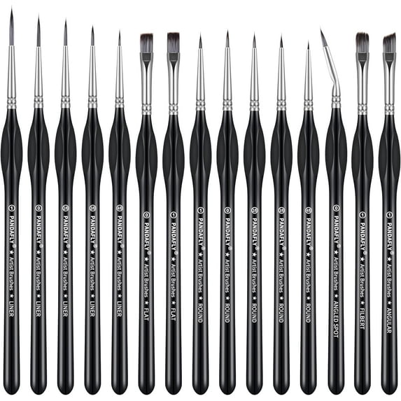 Detail Paint Brushes Set, 15pcs Miniature Brushes for Fine Detailing ...