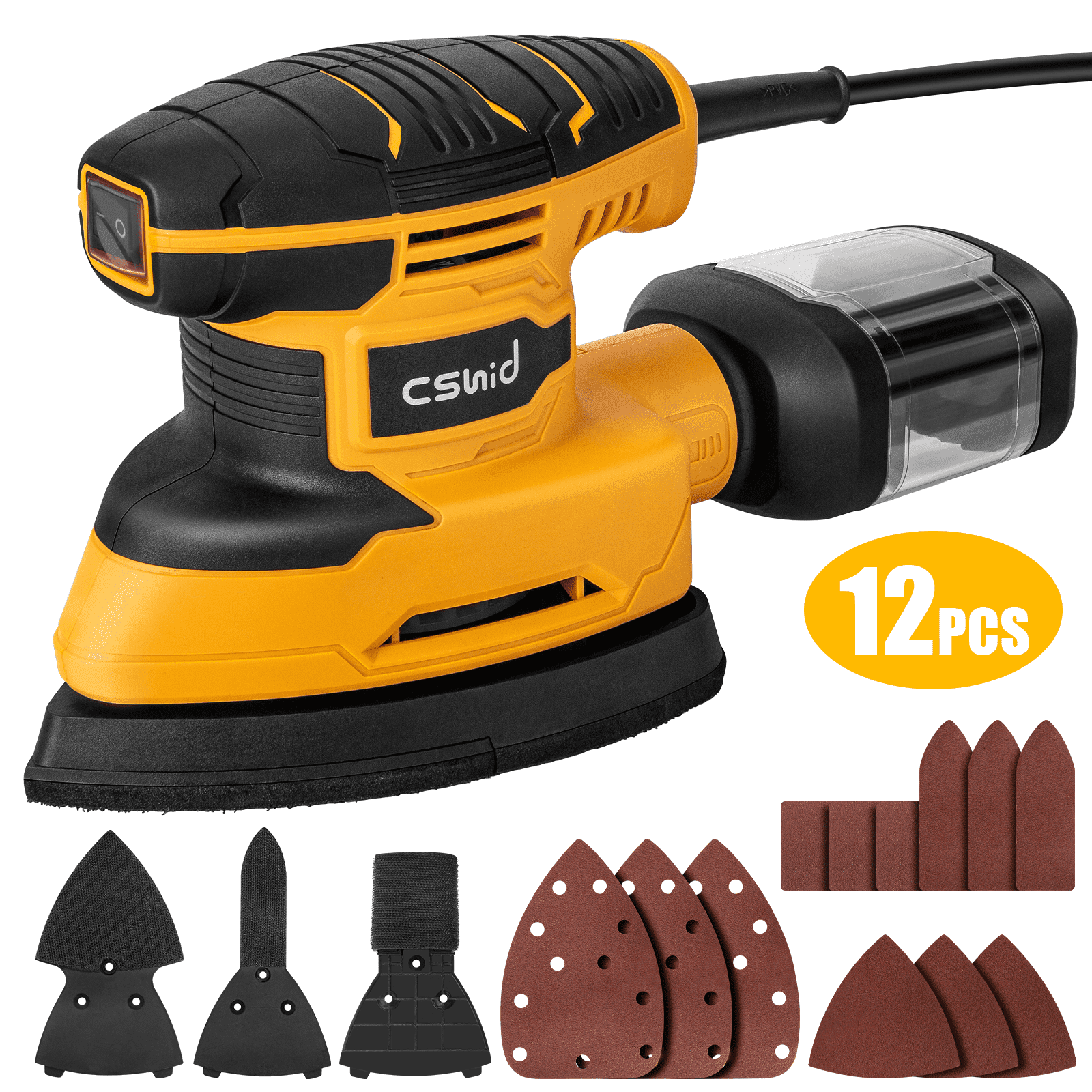 Detail Sander, 13,000 OPM Compact Electric Sander Tool with 12 Pcs ...