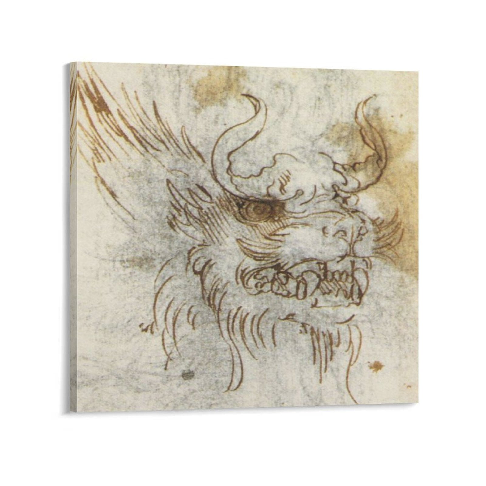 Detail from A Study of A Dragon Costume by Leonardo Da Vinci Posters ...