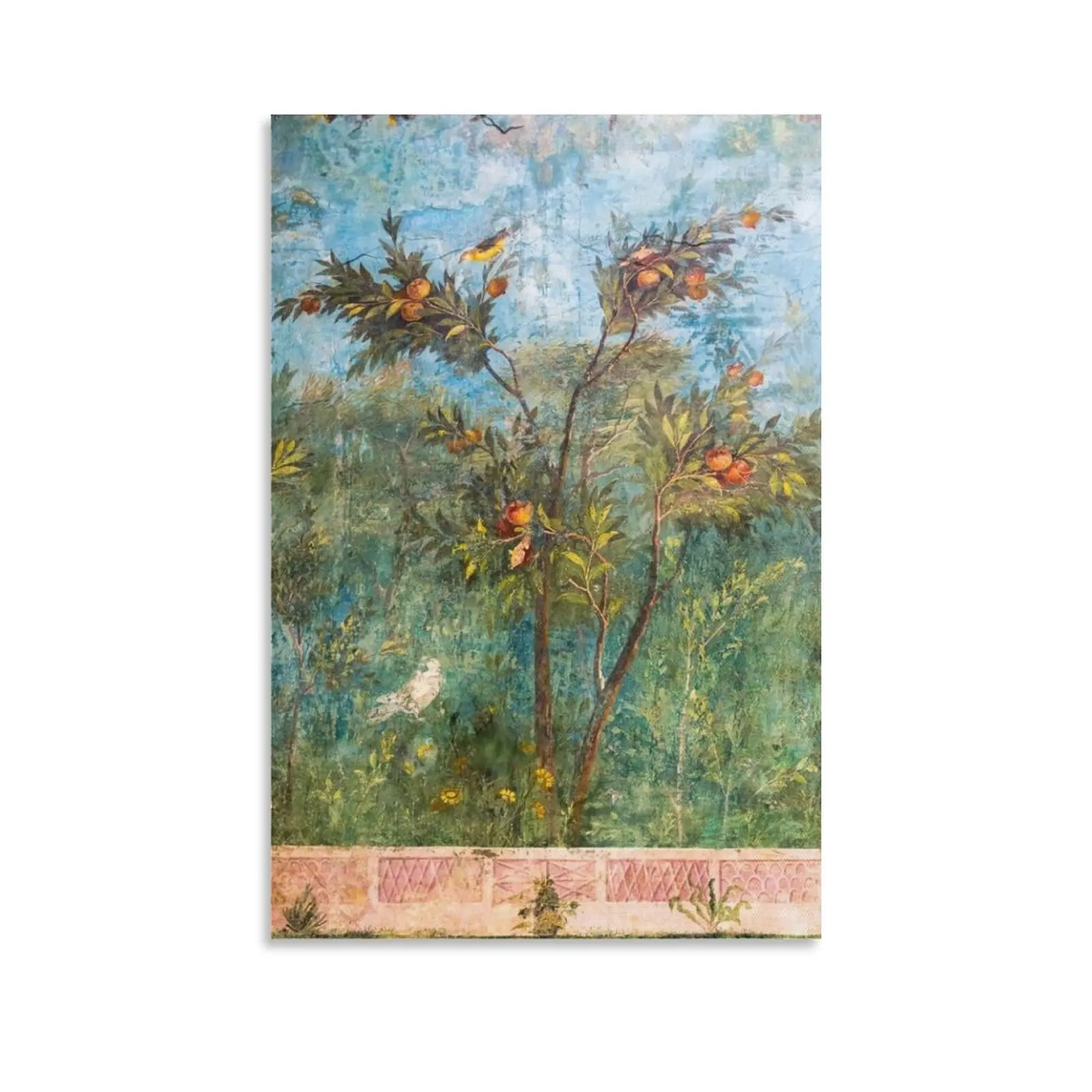 Detail of the fresco painting from the Viridarium of the Villa of Livia ...