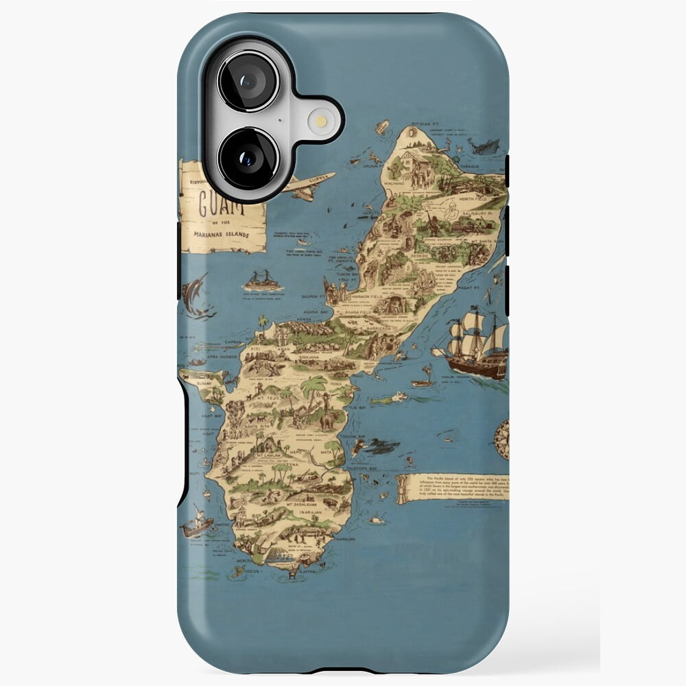 Detailed 1949 Guam Map Vintage Gift Design Case for iPhone 17 to 11 Pro ...