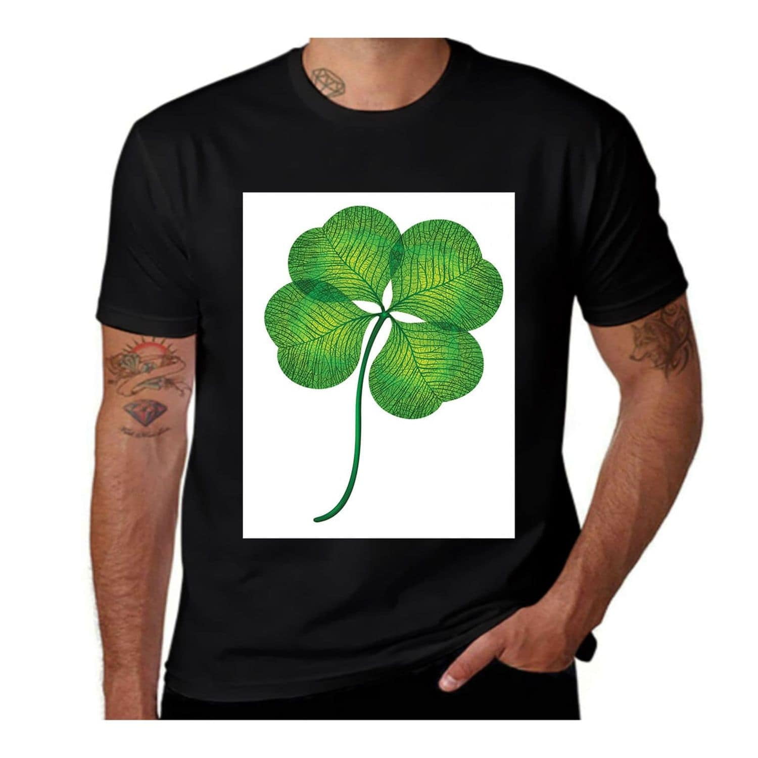 Detailed 4 Leaf Shamrock-Clover-Fern Green-Yellow Green- Casual ...