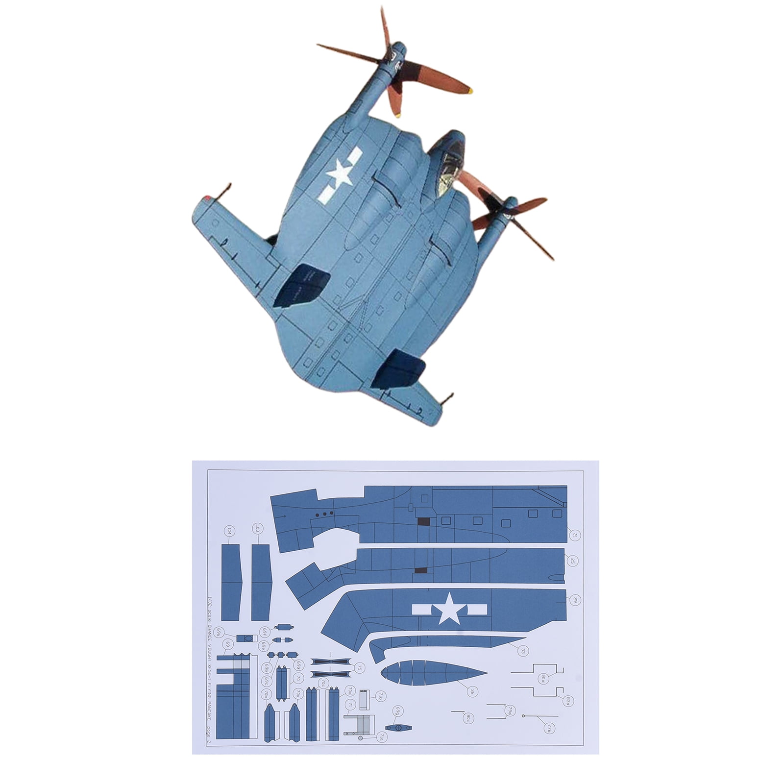 Detailed American XF5U-1 Flying Pancake Fighter Paper Model Military ...