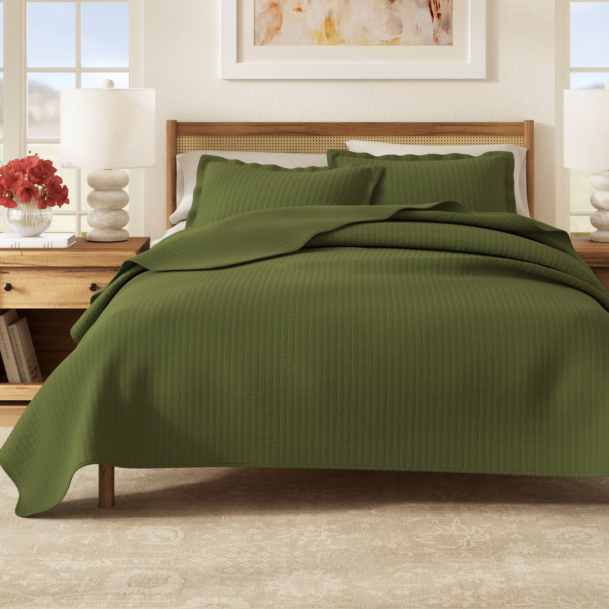 Great Bay Home Detailed Channel Stitch Microfiber All-Season Quilt Set ...
