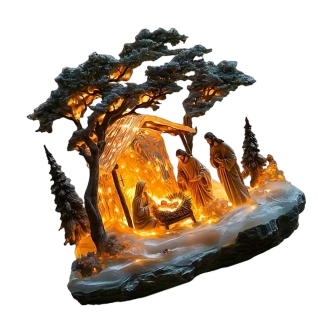 Detailed Christmas Nativity Scene Figurine Acrylic Statue Ornament with ...