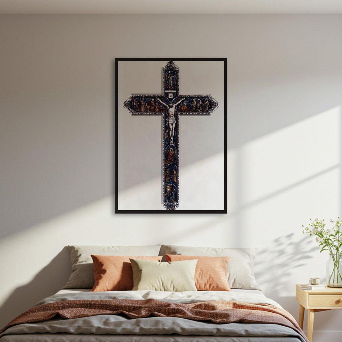 Detailed Crucifix Poster, Religious Christian Art Poster Print, Gothic Style Cross Wall Poster ...