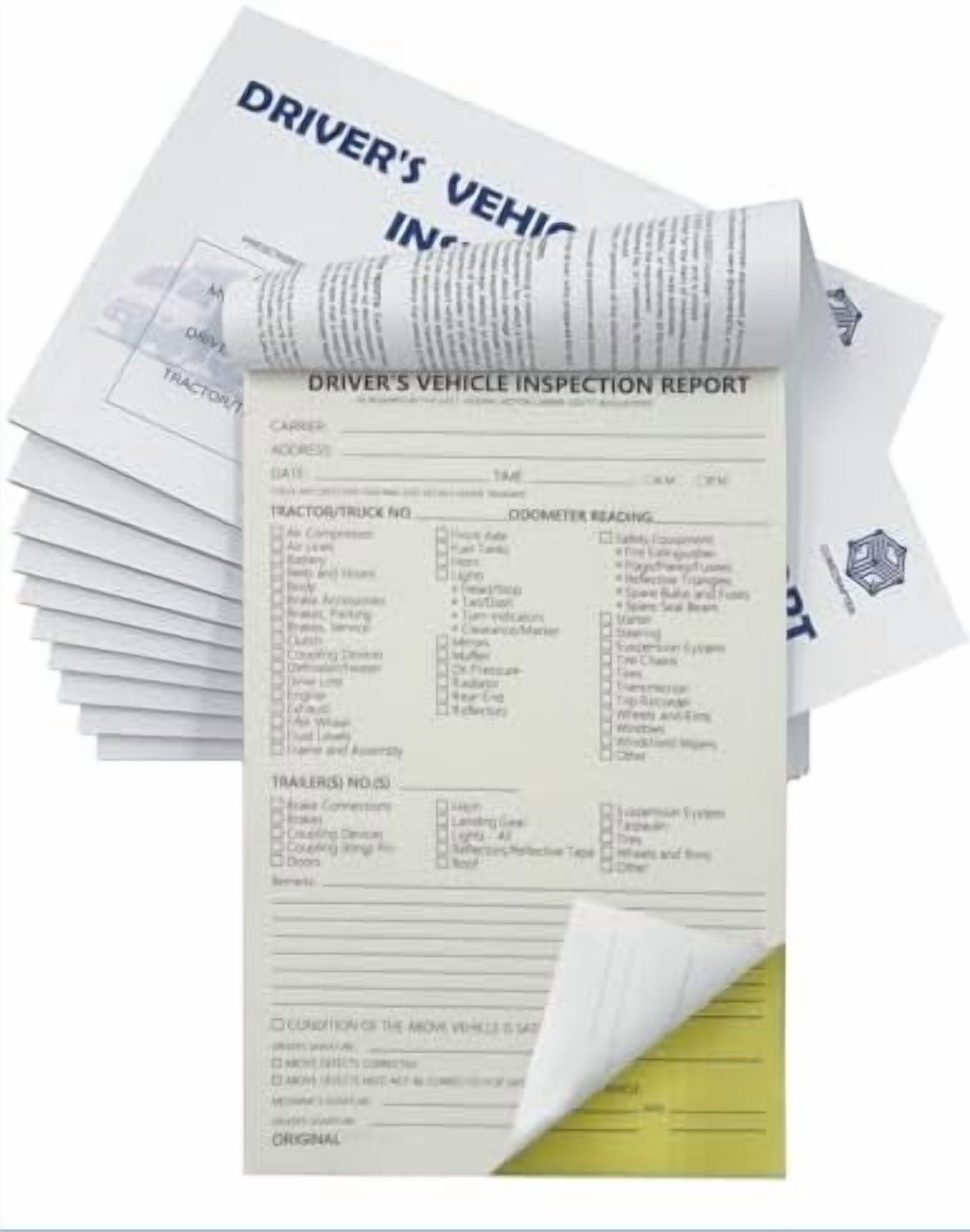 Detailed Driver's Vehicle Inspection Report 10 Pack Book Format, 2-Ply ...