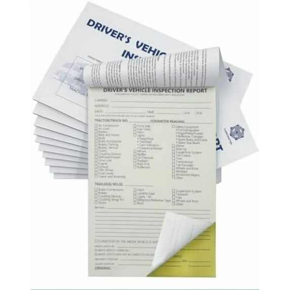 Detailed Driver's Vehicle Inspection Report 10 Pack Book Format, 2-Ply ...
