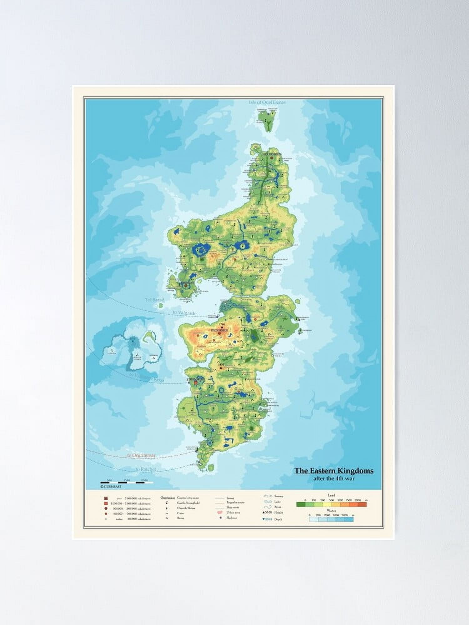 Detailed Eastern Kingdoms map Poster - Walmart.com