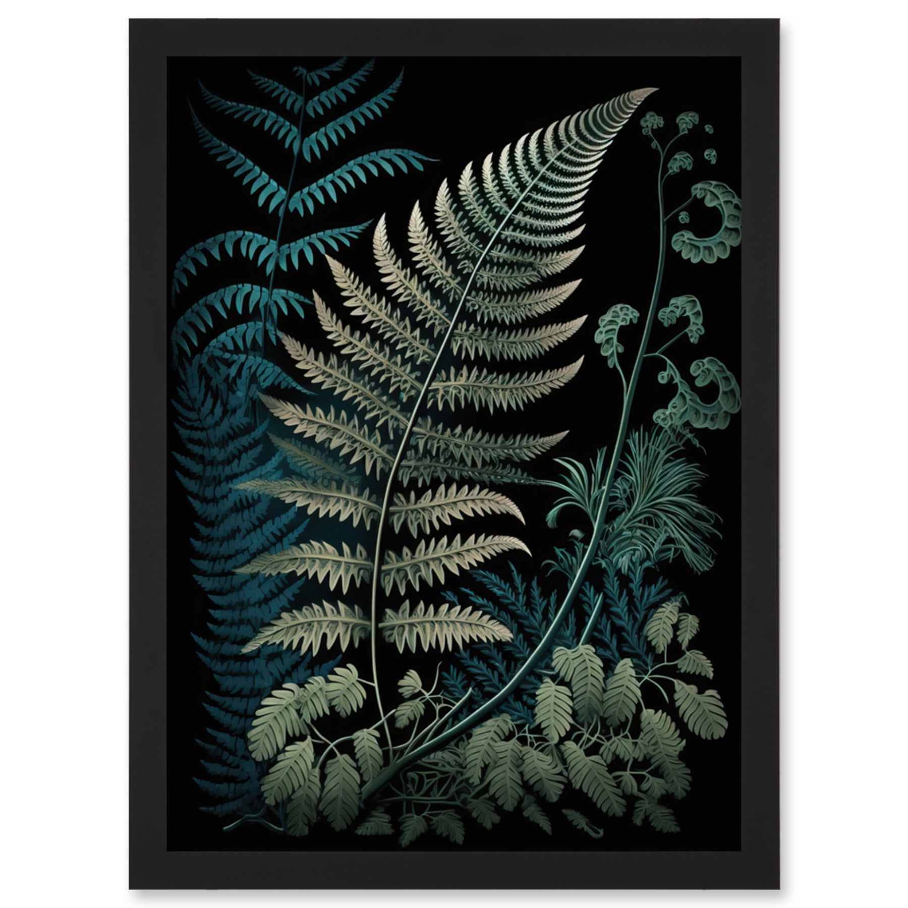 Detailed Fern Frond Species Botanical Illustration Artwork Framed Wall ...