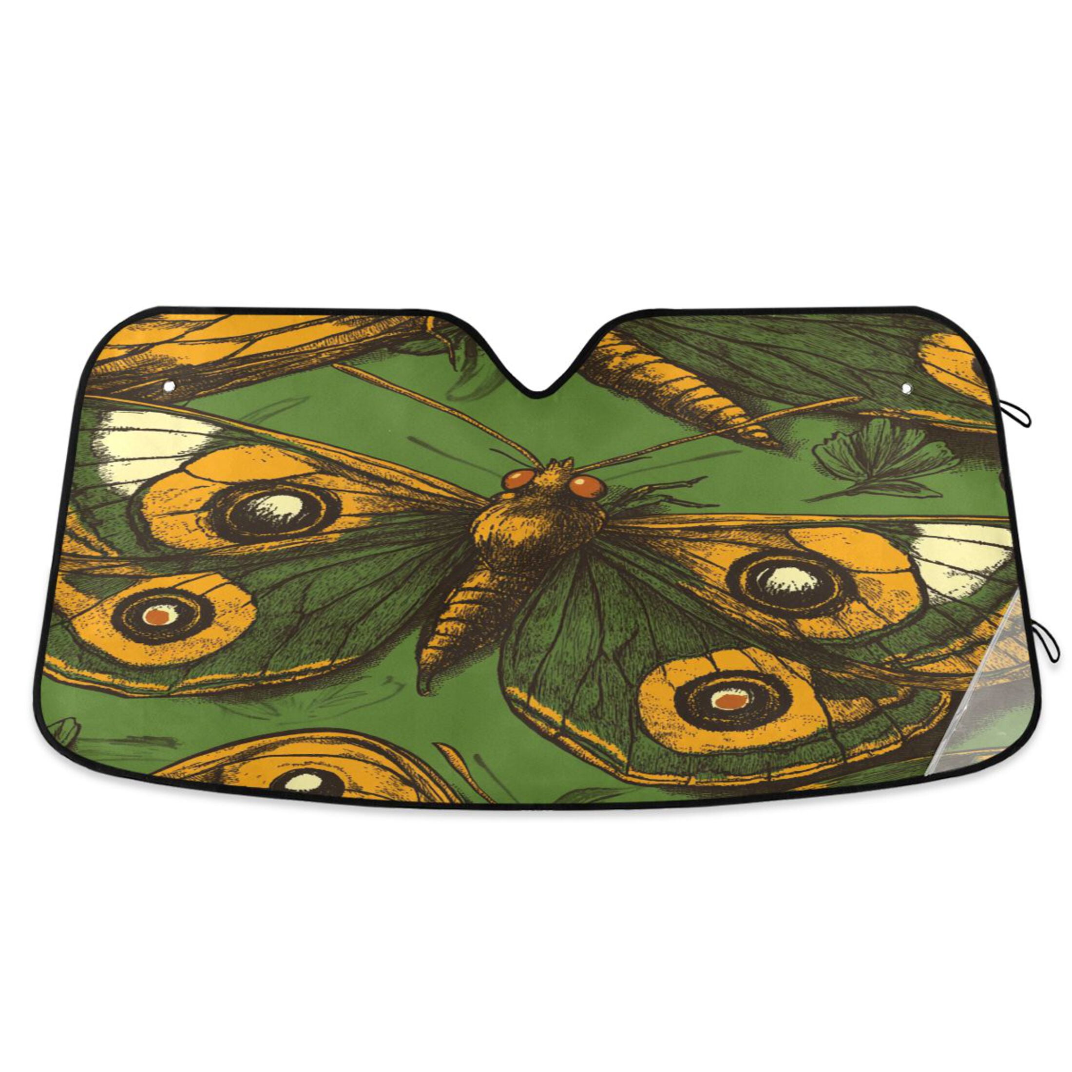 Detailed Moth Pattern Car Sunshade 55x27.6in UV Protection Heat Blocker ...