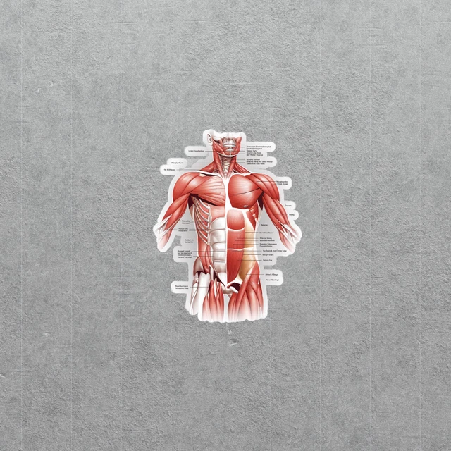 Detailed Muscular System Anatomy Sticker - Fitness, Medical ...