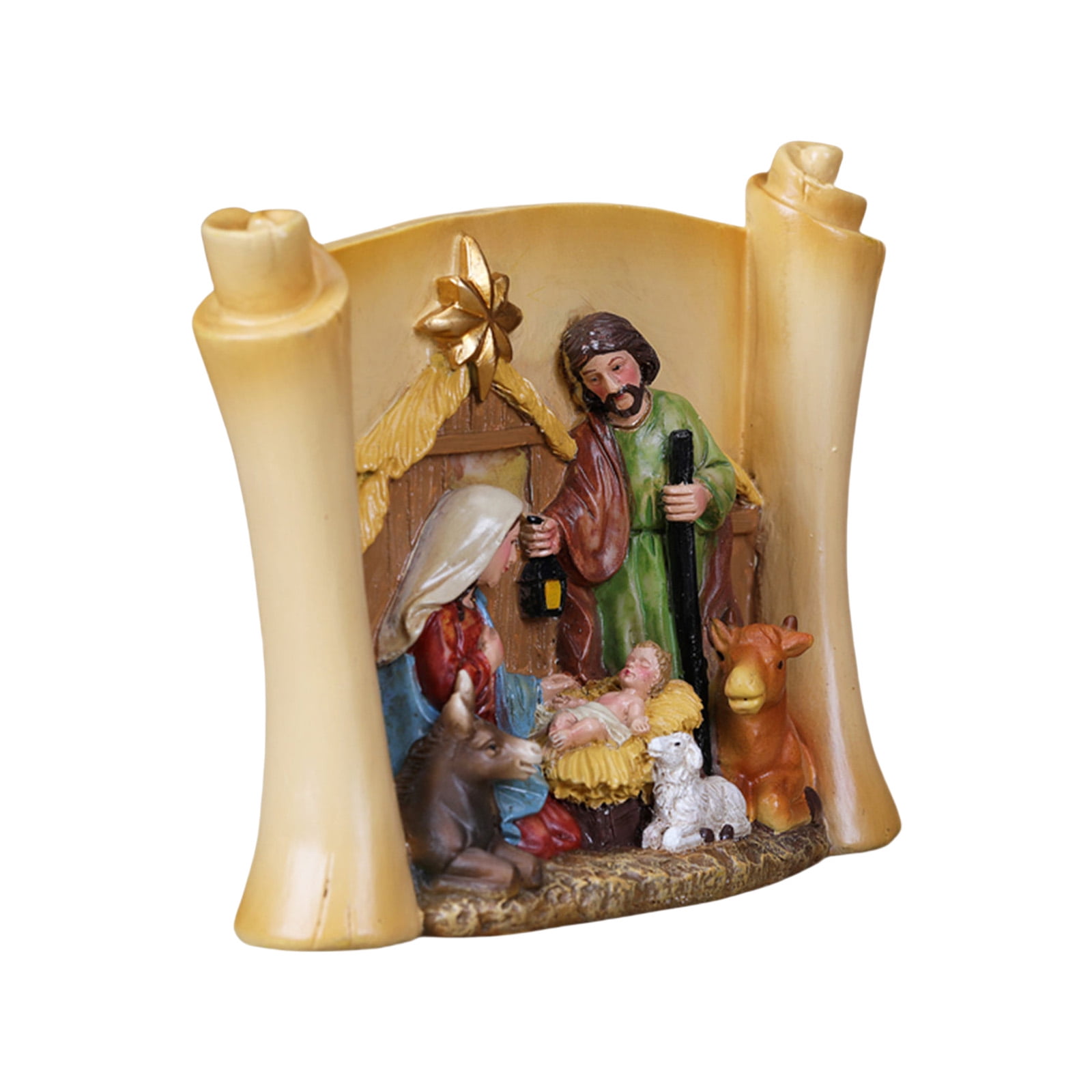 Detailed Nativity Scene Figure Resins Statues Scroll Designs Holy ...
