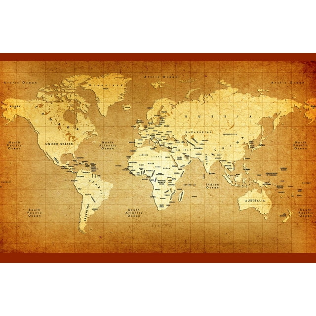 Detailed Old World Antique Style Map Travel World Map with Cities in ...