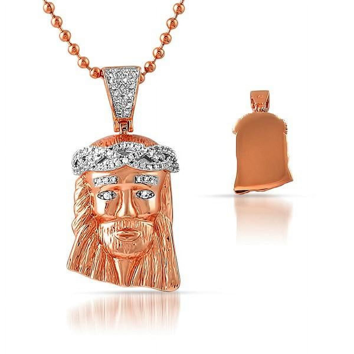 Detailed Rose Gold Micro Jesus CZ Crown Pendant - Walmart.com