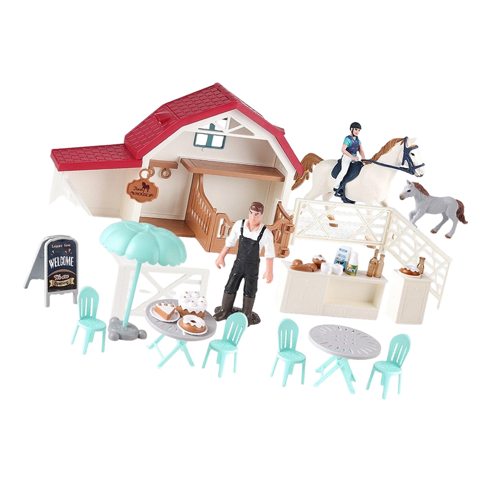 Detailed Scene Model Plastic Horse Figurine Washing Station Playsets ...