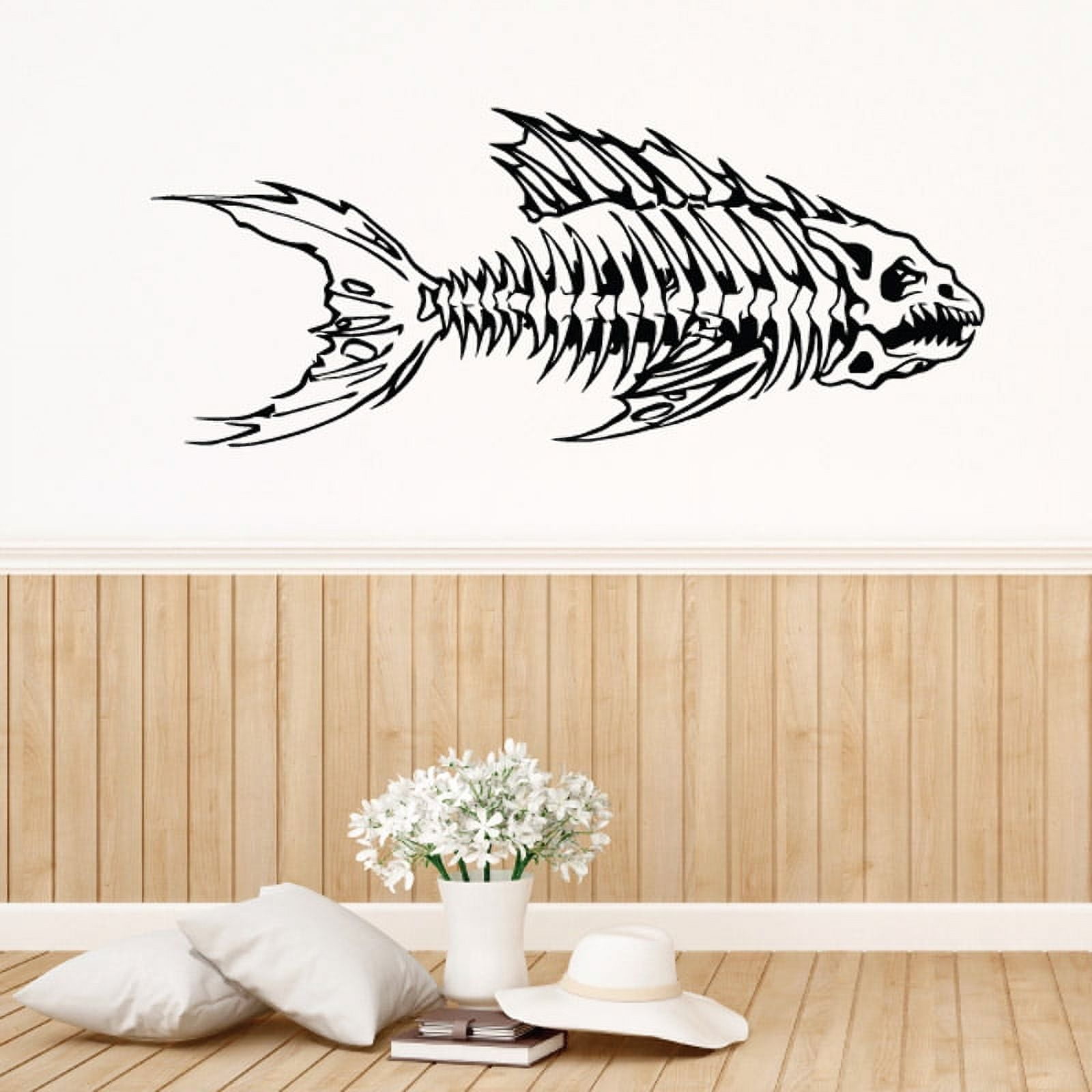 Detailed Skeleton Fish Decal - 36 Inches - Walmart.com