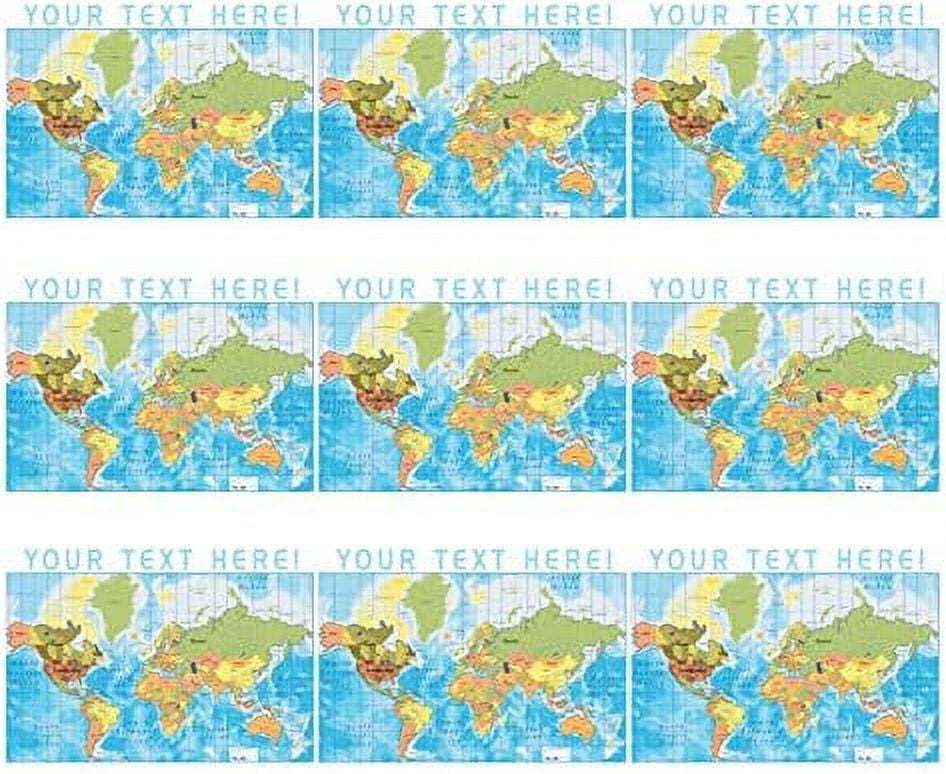 Detailed World Map - Strips - 2.5" x 10.5" Strips (3 pieces/sheet ...