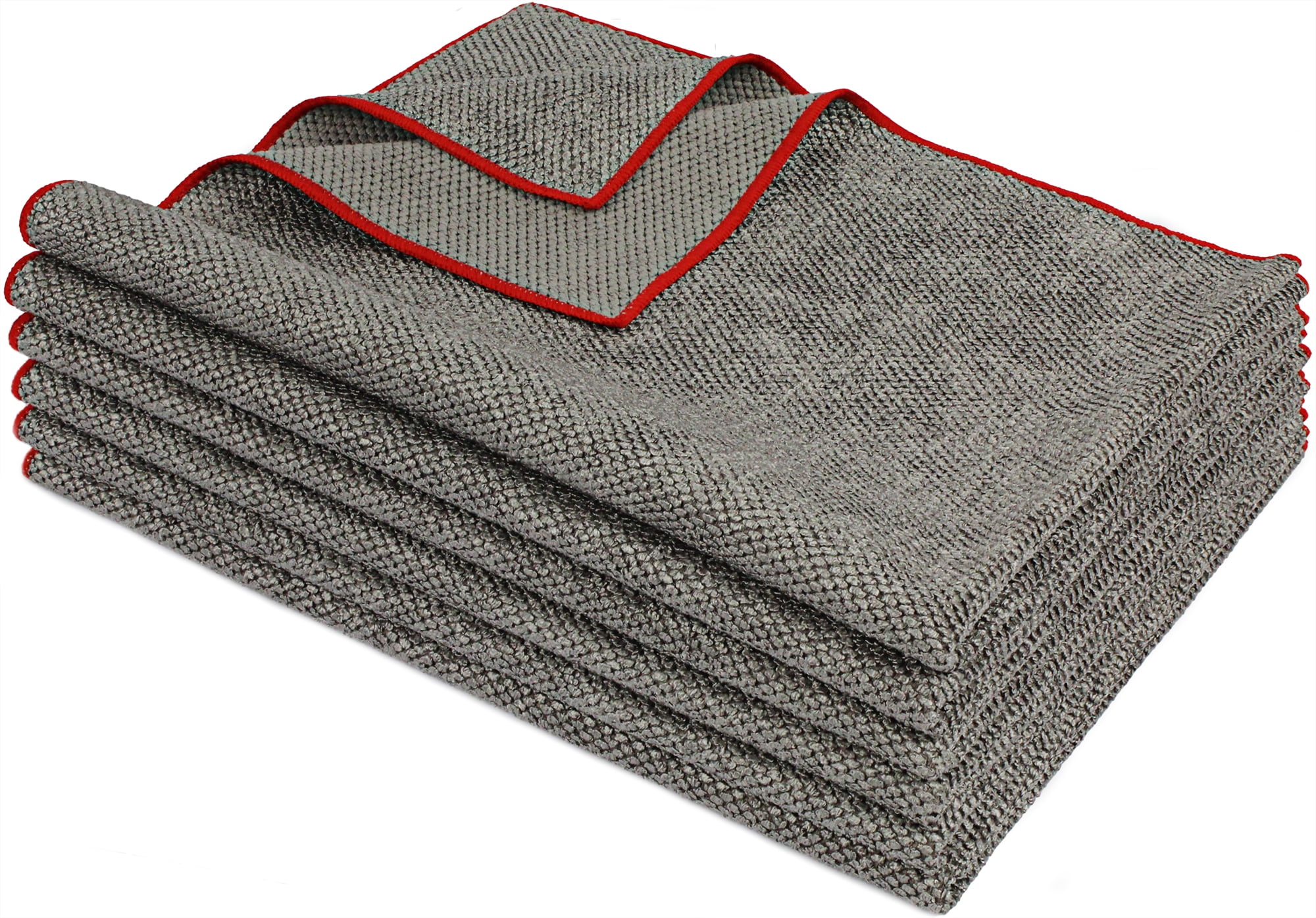 Big Pearl Microfiber Towel, 430 gsm, 24"x32", Grey w/Red Trim - Walmart.com