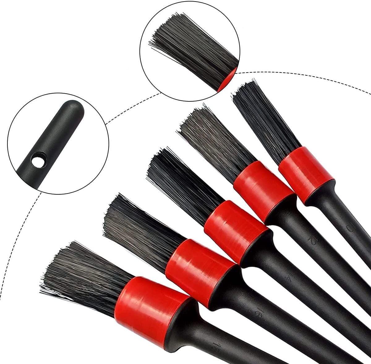Detailing Brushes Premium Natural Boar Hair Mixed Fiber Plastic Handle ...