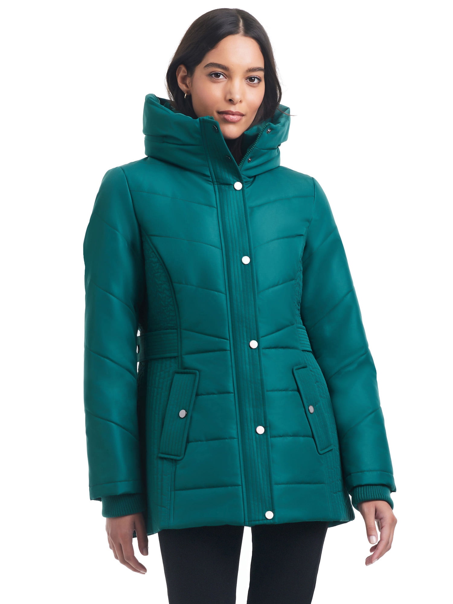 Details Women's Roll-Out Hooded Outerwear Long Sleeve Puffer Coat ...