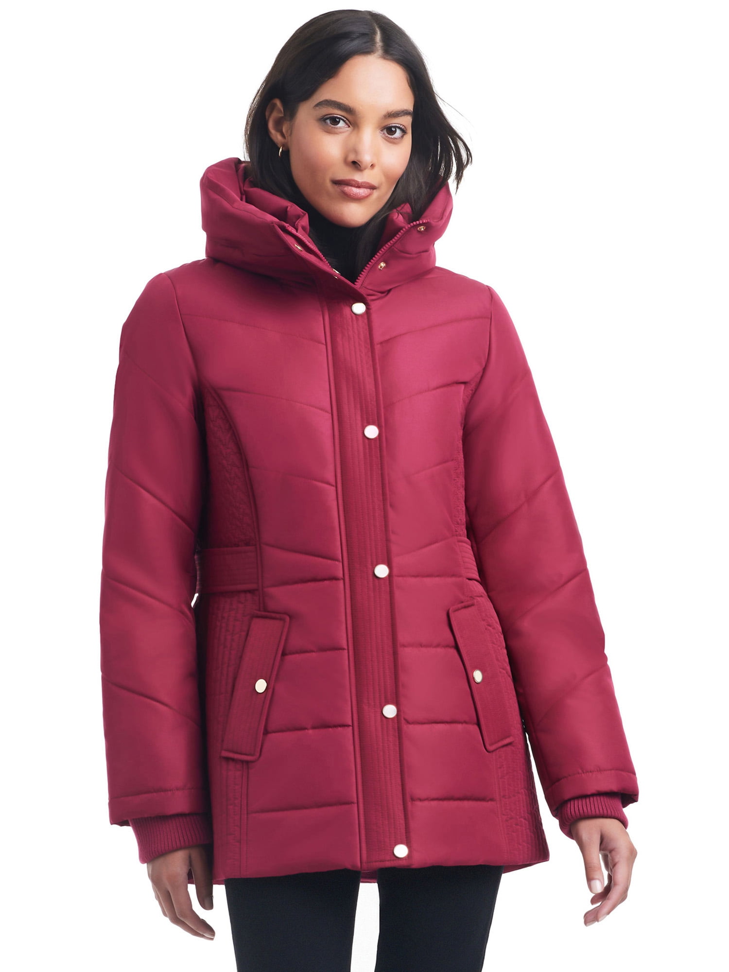 Details Women's Roll-Out Hooded Outerwear Long Sleeve Puffer Coat ...