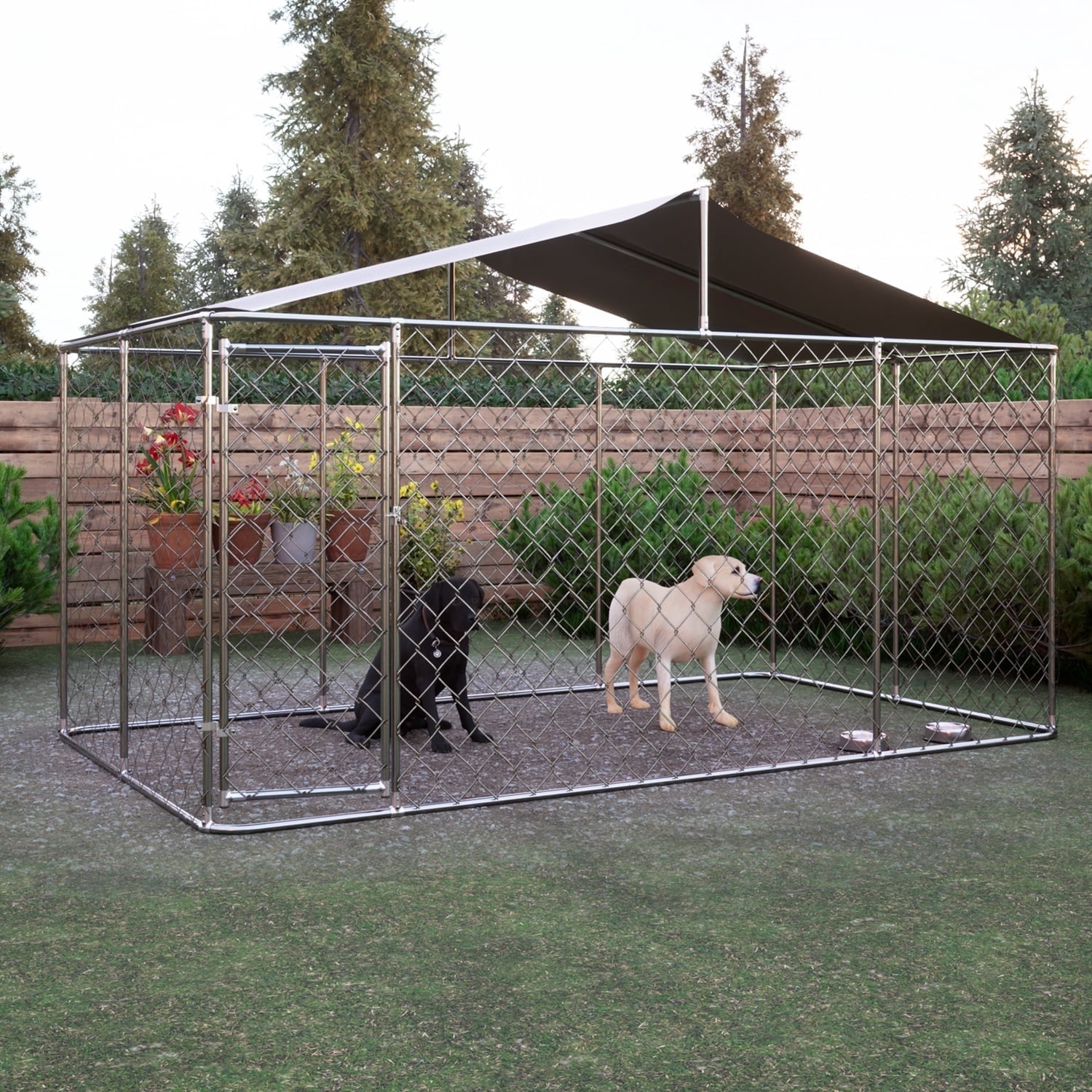 DetalleGo Large Outdoor Dog Kennel, Heavy Duty Galvanized Steel Dog ...