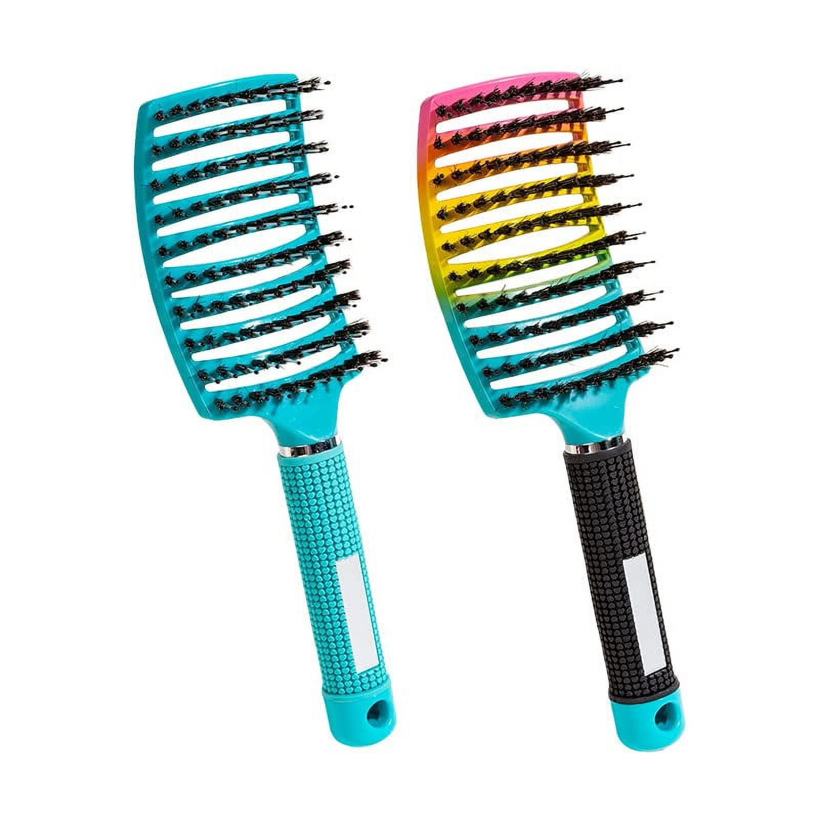 Detangling Brush 2 Pack,Boar Bristles Hair Brush without Pain Adds ...