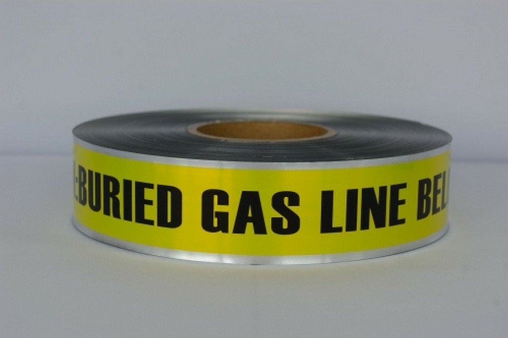 Detectable Underground Tape - Caution Buried Gas Line Below - 2" X 1000 Ft Roll (12 Roll/Case ...