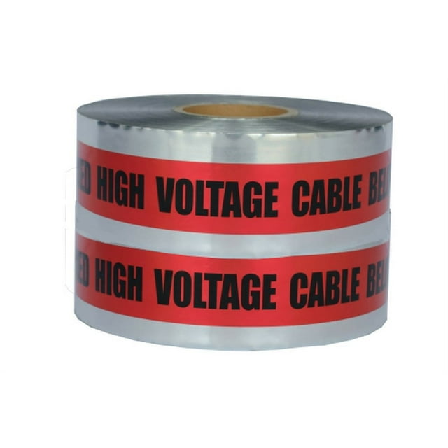 Detectable Underground Tape - Caution Buried High Voltage Cable Below - 6" X 1000 Ft Roll (4 ...