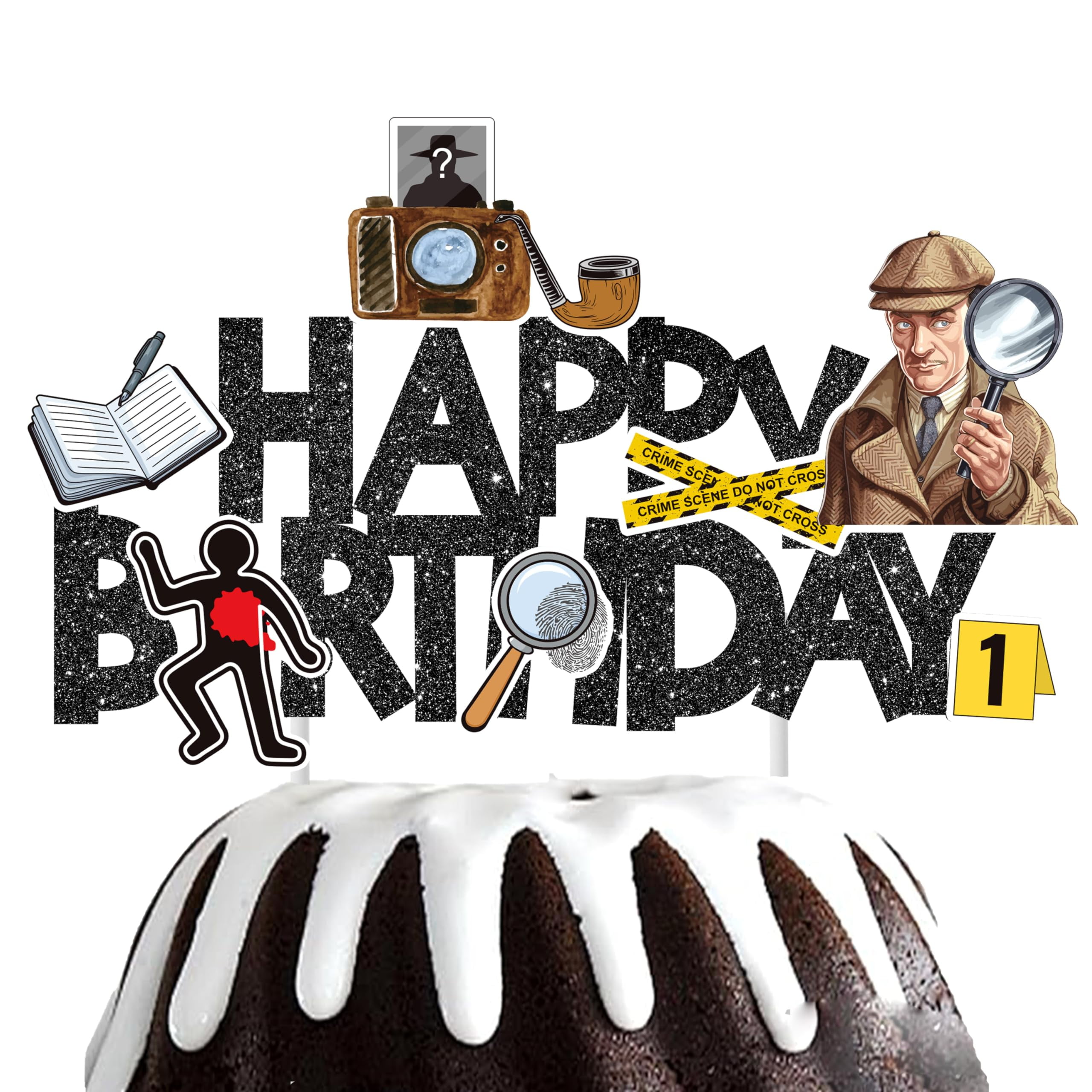 Detective Birthday Party Cake Topper Detective Theme MDH1Cake Topper ...